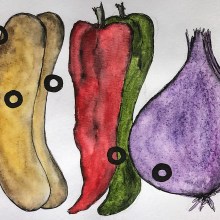 Rona on Grey, Rancho Gordo Eye of the Goat Beans | D.Katie Powell Art